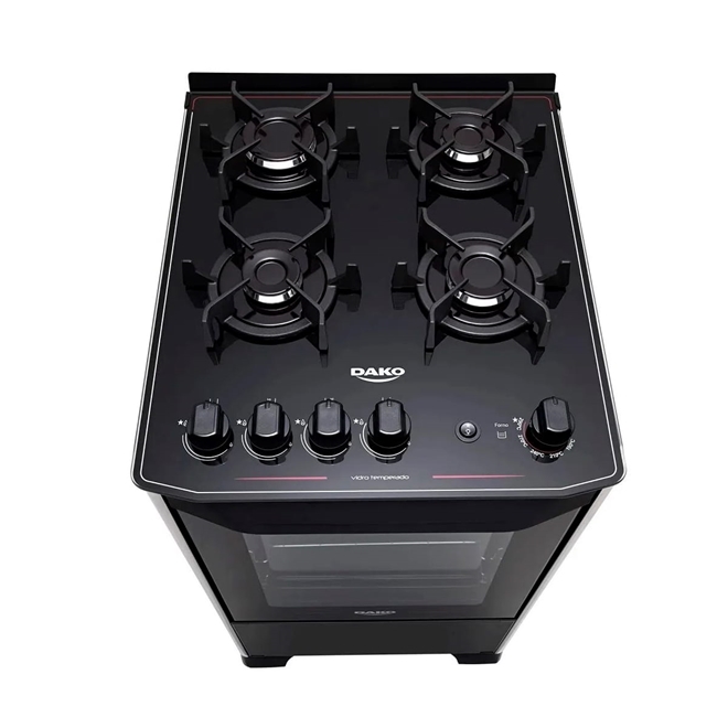 Fogão Dako Magister 4 Bocas Mesa de Vidro Preto - Ramsons