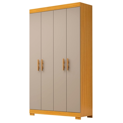 Roupeiro ACP Lana Prime 4 Portas 2 Gavetas Internas Nature/Grafite